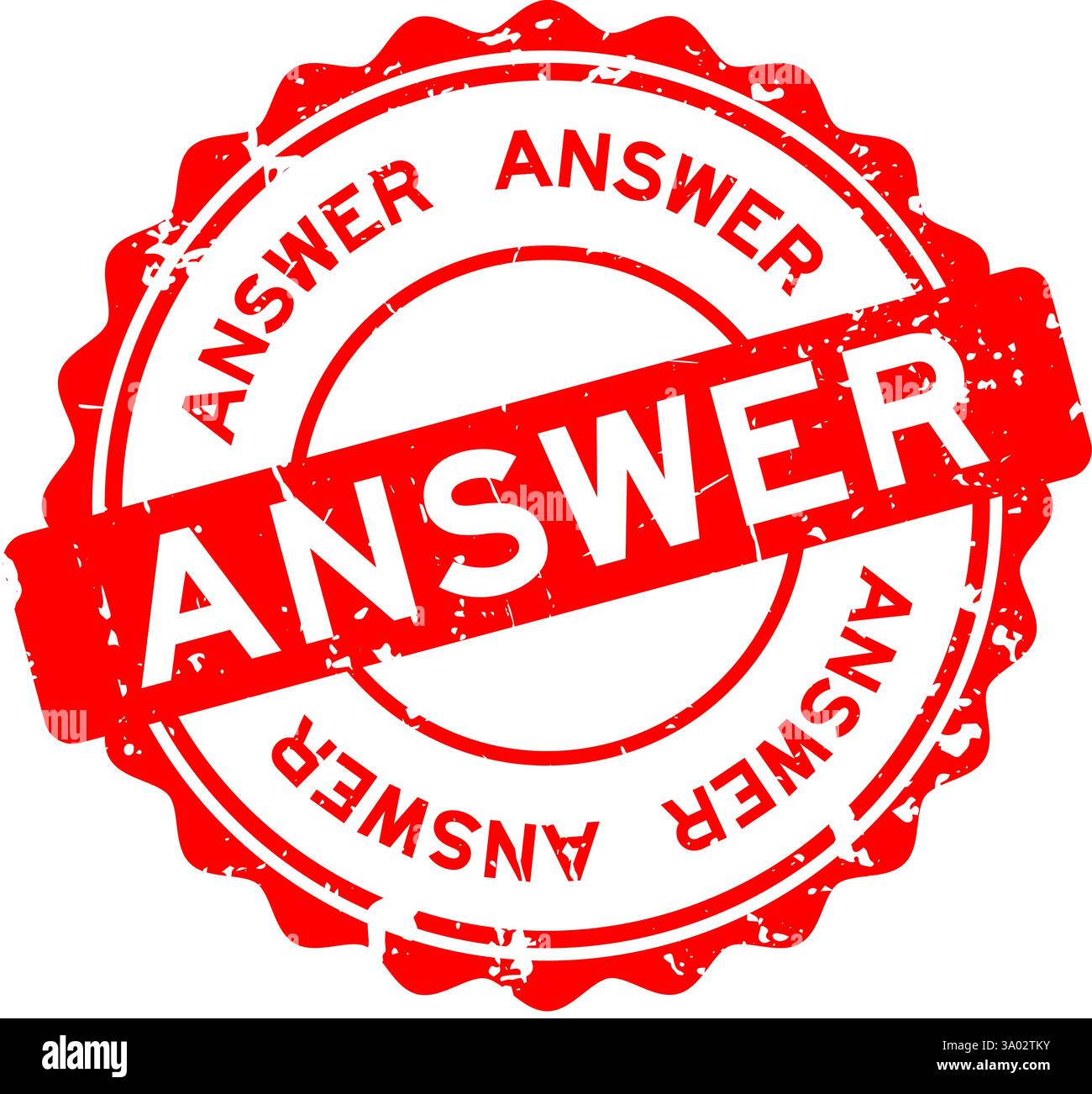 Grunge red answer word round rubber seal stamp on white background ...