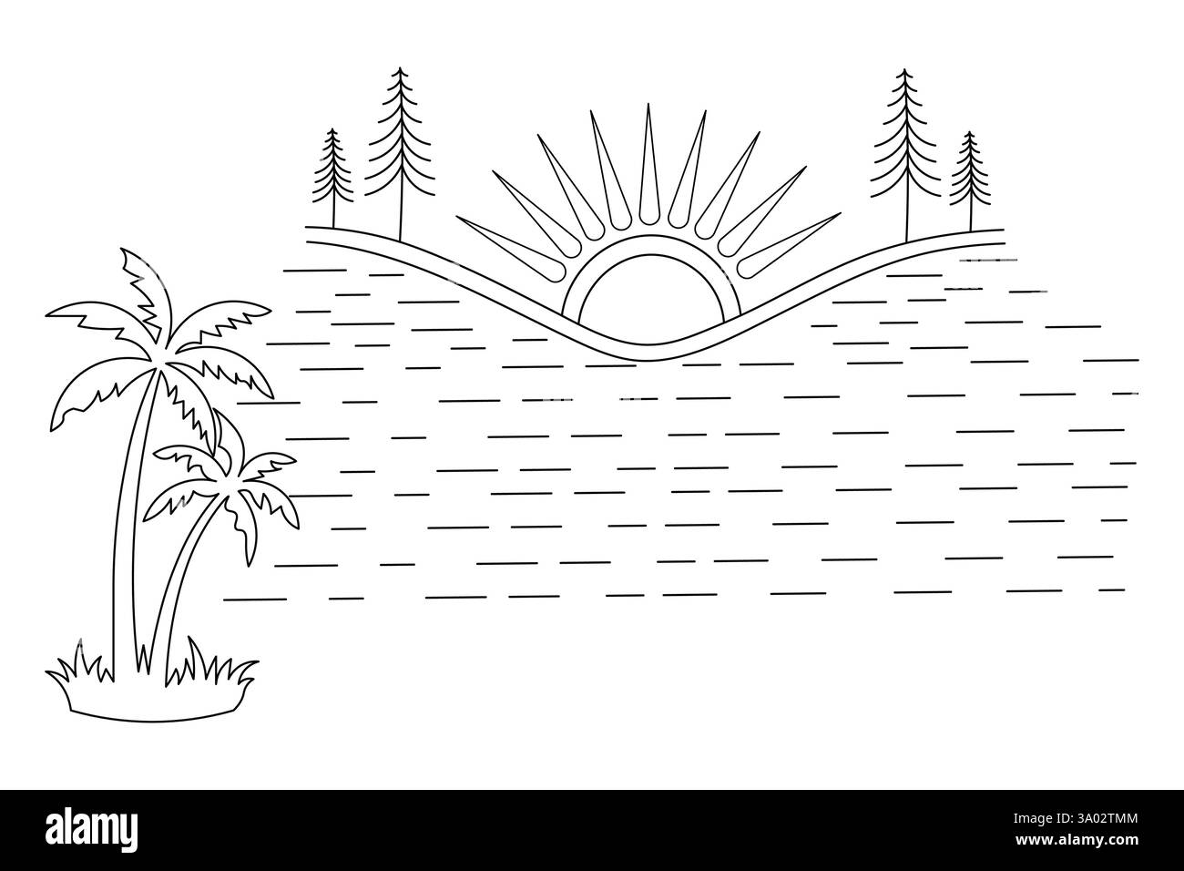 sunsets are beautiful and single line art and isolated minimalist ...