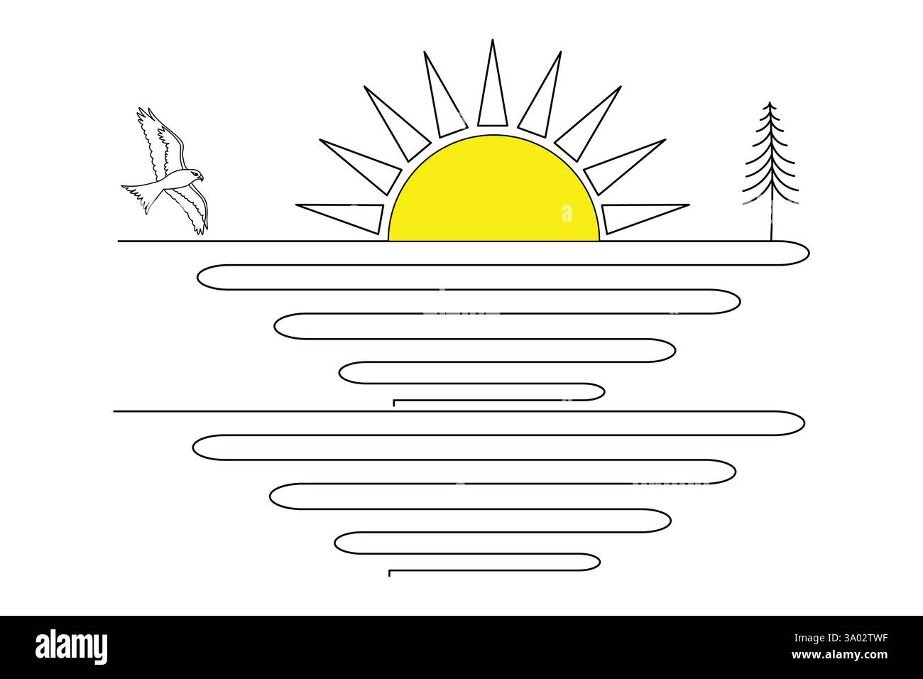 sunsets are beautiful and single line art and isolated minimalist ...