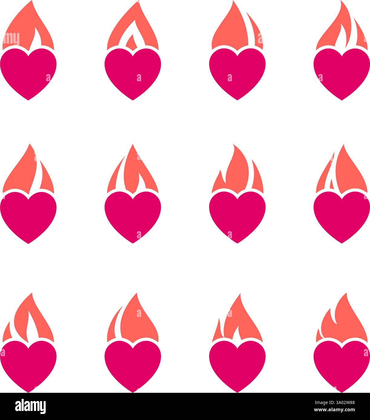 Fire flame icon set, hot heart symbols Stock Vector Image & Art - Alamy