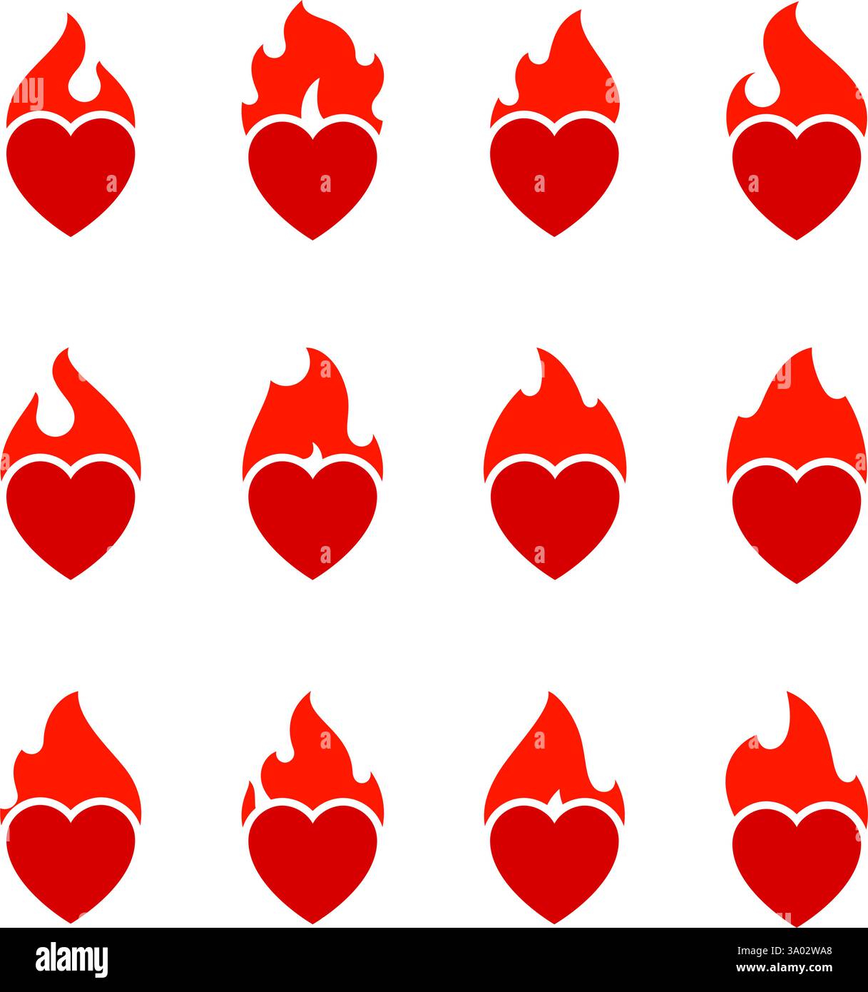 Fire flame icon set, hot heart symbols Stock Vector Image & Art - Alamy