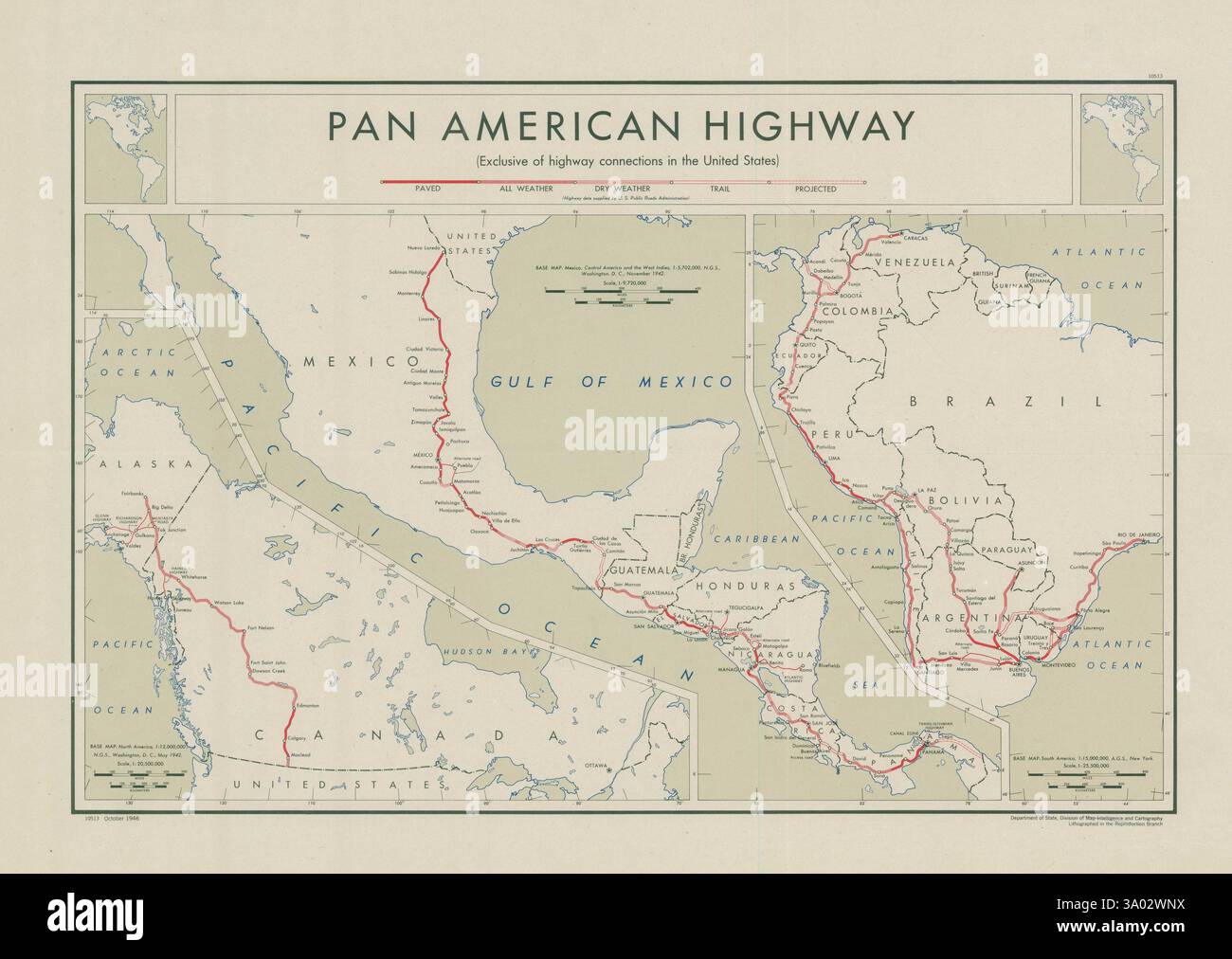 Pan american highway map hi-res stock photography and images - Alamy