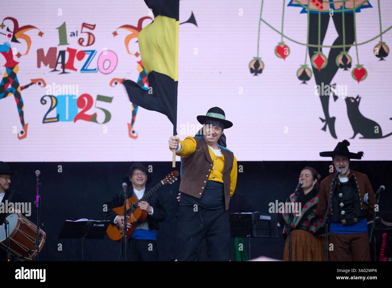 Musical performance during the manteo del pelele of the Carnival 2025 ...