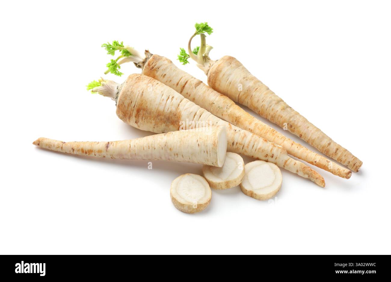 Whole and cut fresh parsley roots isolated on white Stock Photo - Alamy