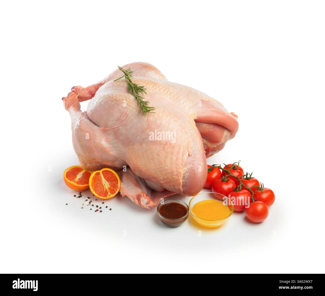 Whole raw turkey with ingredients isolated on white Stock Photo - Alamy