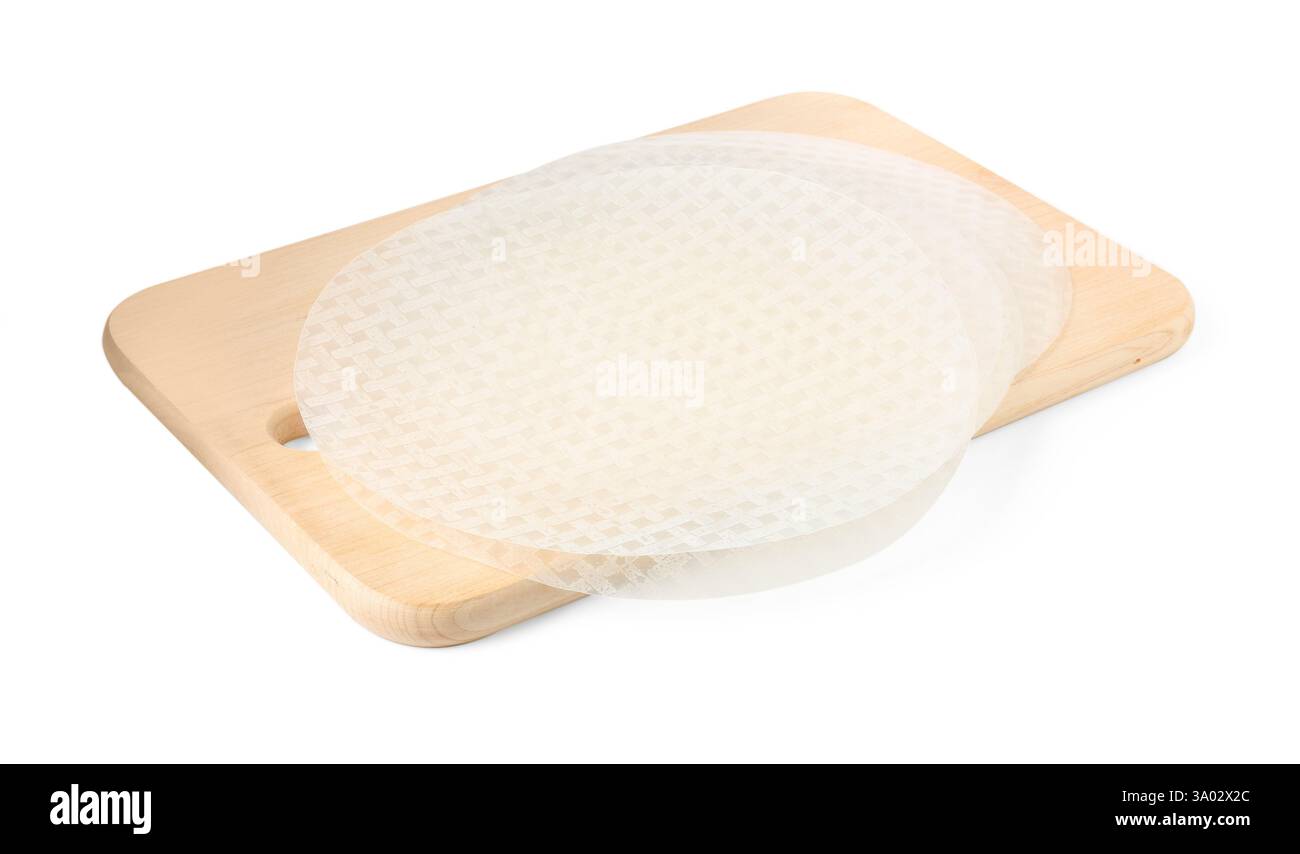 Edible rice paper sheets isolated on white Stock Photo - Alamy