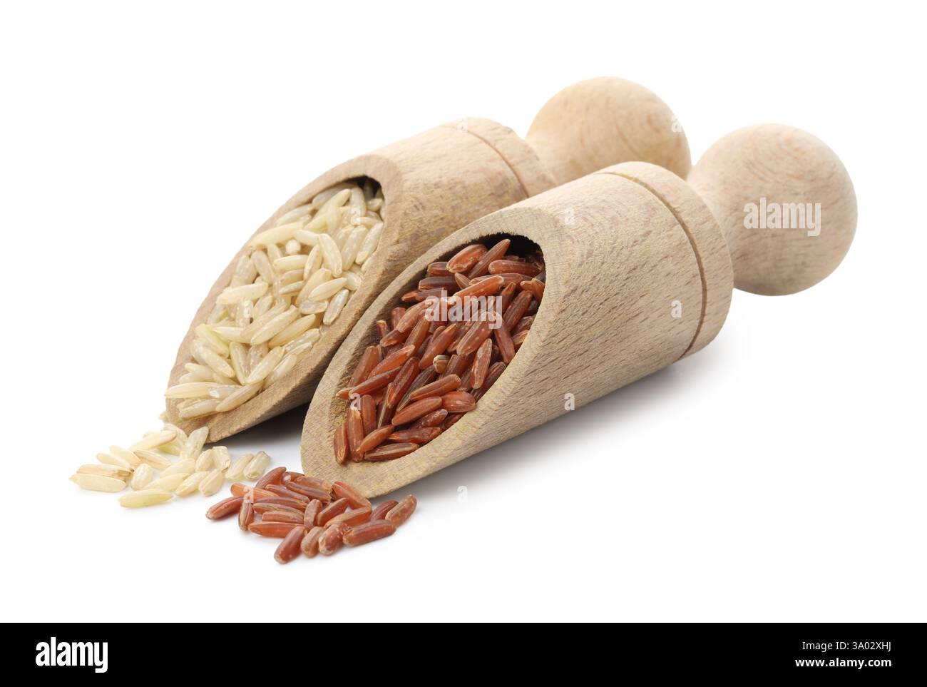 Different sorts of raw brown rice isolated on white Stock Photo - Alamy