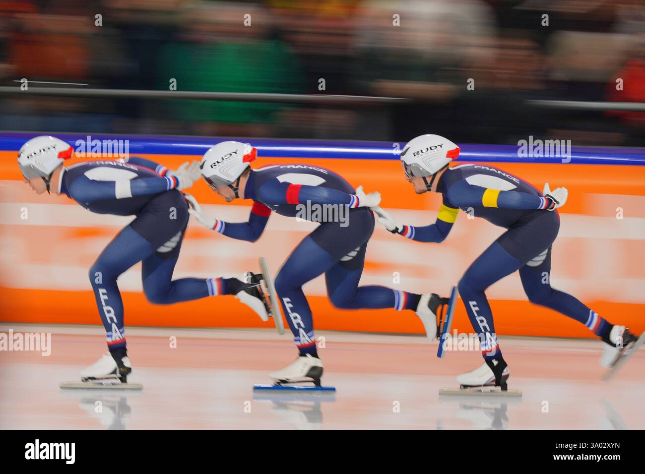 TeamFrance in action during the men team pursuit race of the World Cup ...