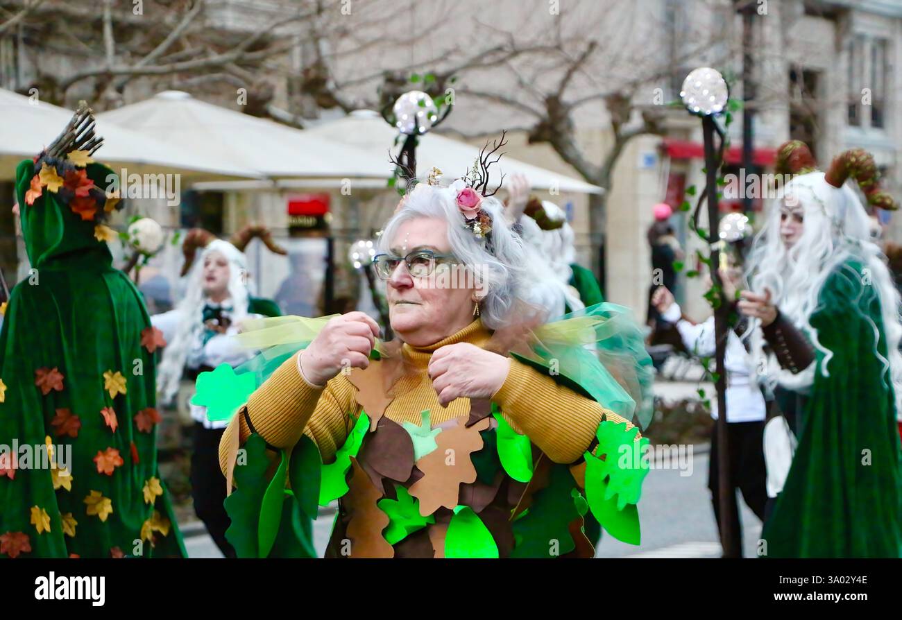 Evening carnival parade in the Spanish north coast city of Santander ...