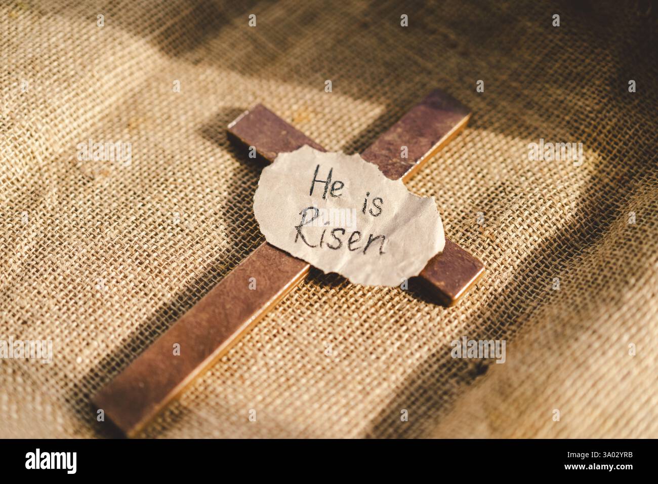 He is Risen. The cross as a sign of resurrection Stock Photo - Alamy