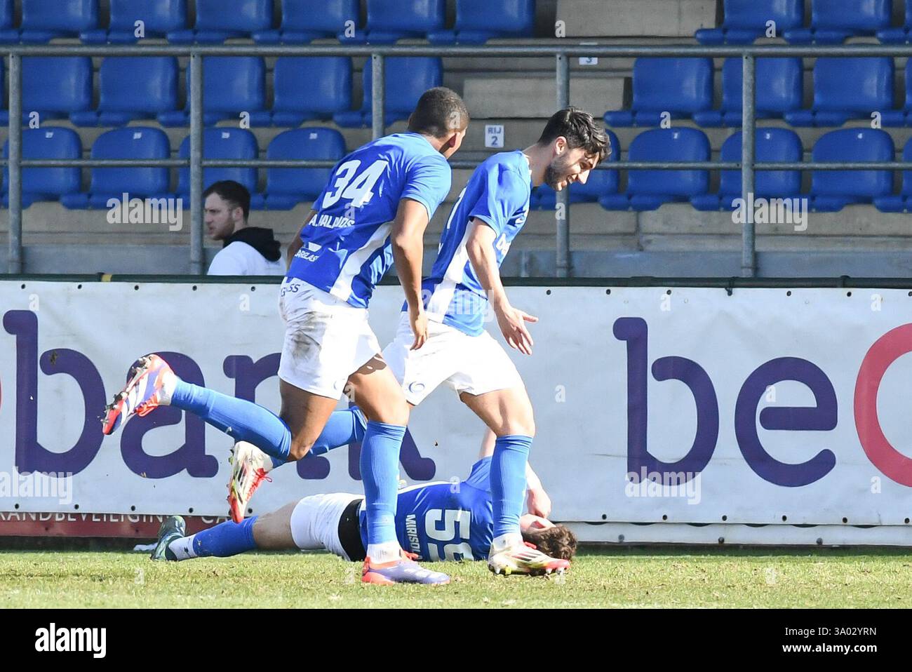 Genk, Belgium. 02nd Mar, 2025. Genk's Luca Oyen celebrates after ...