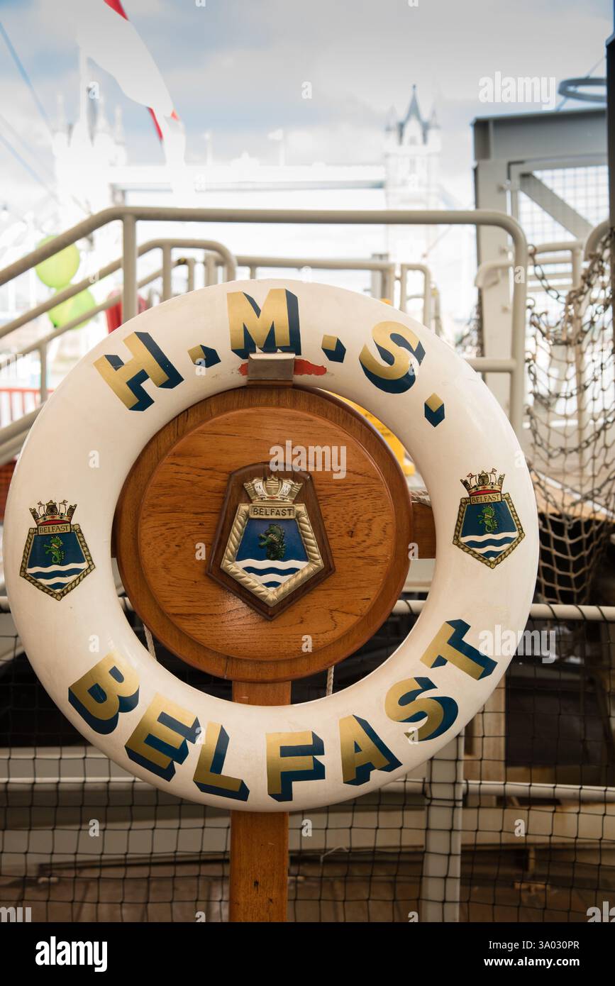 Life raft for HMS Belfast, displayed at the Belfast Harbour. Belfast ...