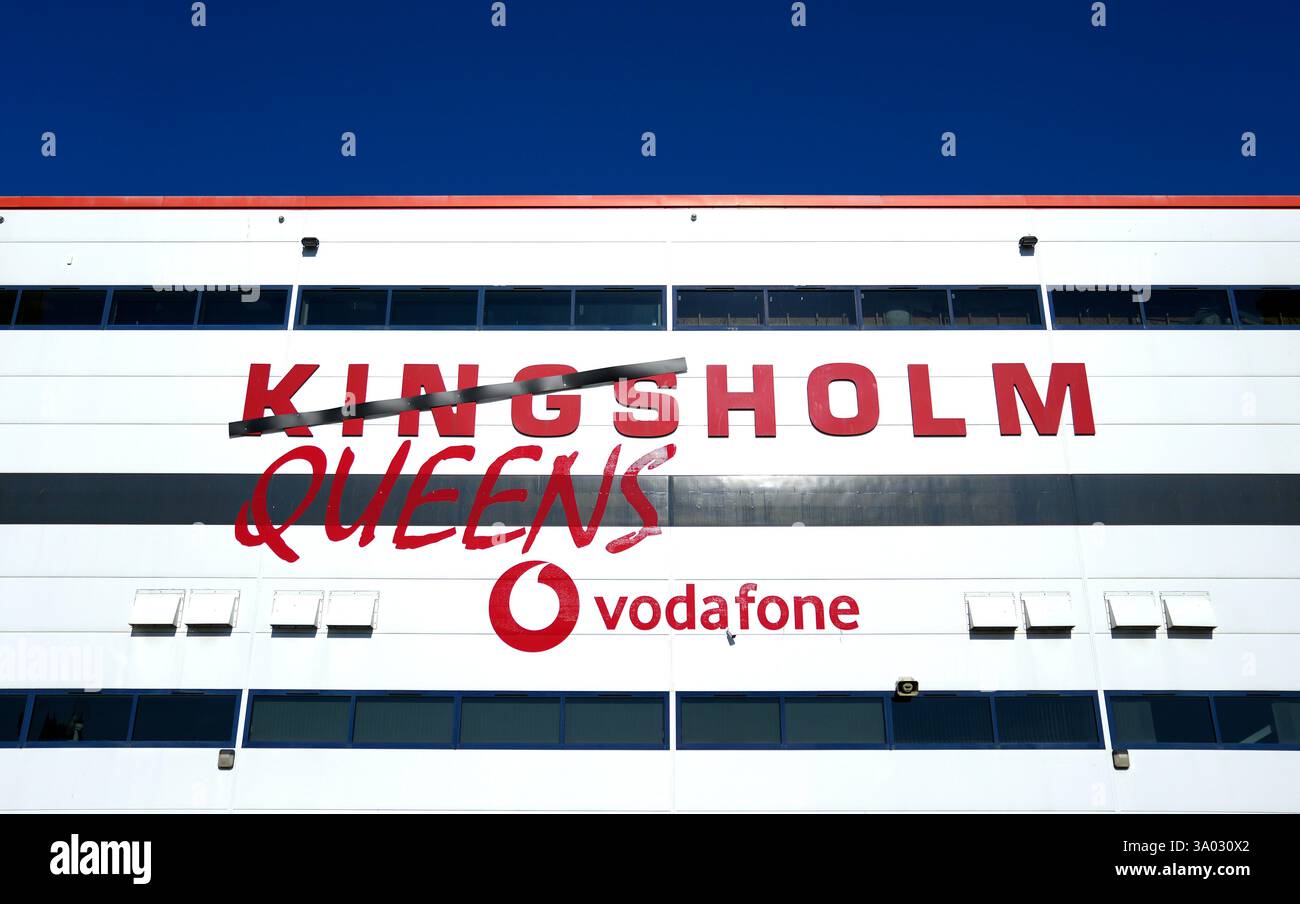 A general view from outside the stadium with the name changed from ...