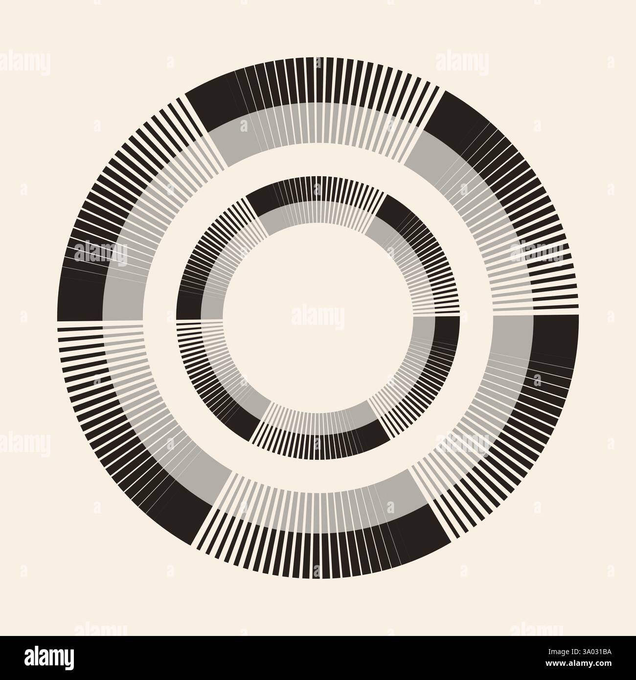 Round striped frame vector object. Black grey segmented circle on beige ...