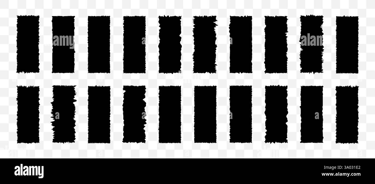 Black rectangle form with jagged edges. Ripped and cutout paper torn ...