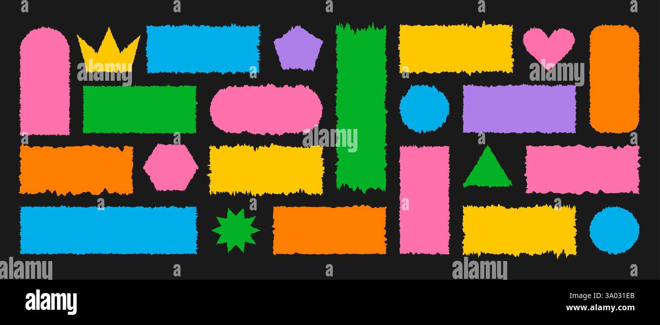 Jagged Rectangle collection. Tattered frame or text box with jagged ...