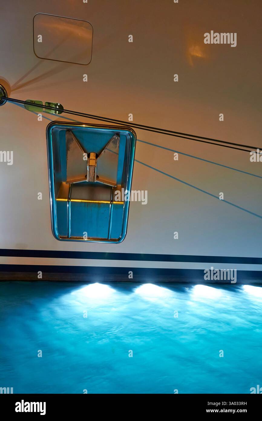 Illuminated Marine Anchor With Hull Details Under Blue Lighting at ...