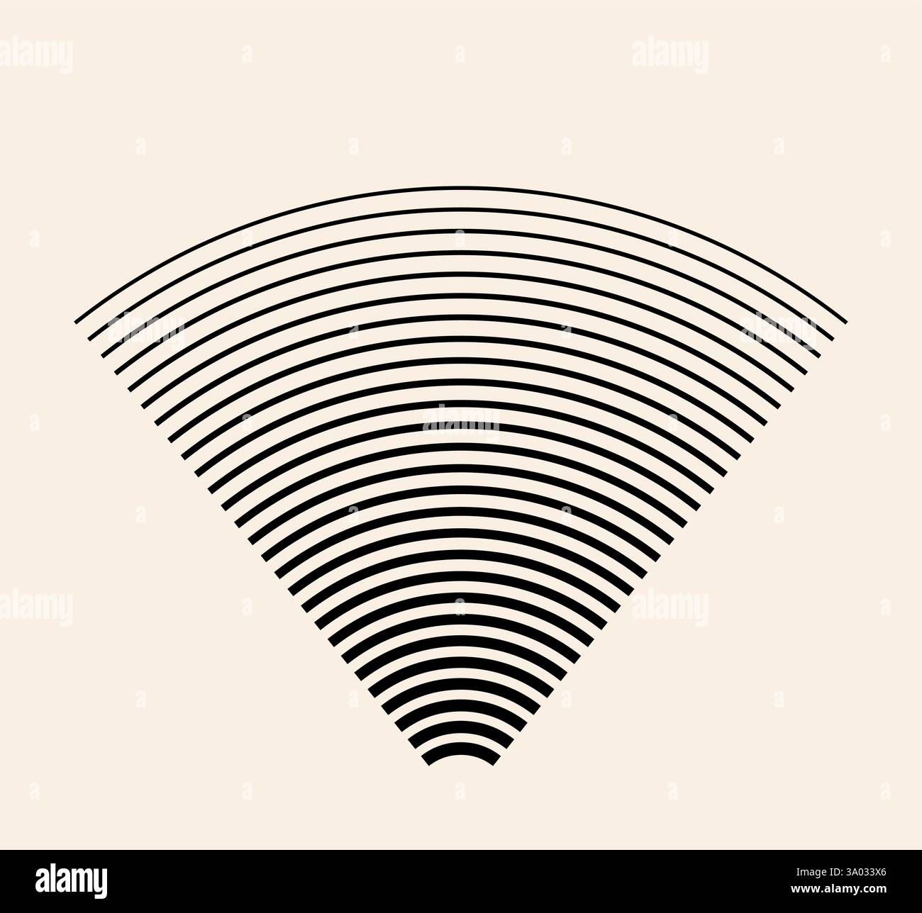 Circle segment as fan shape. Arc black lines vector as radar signal ...