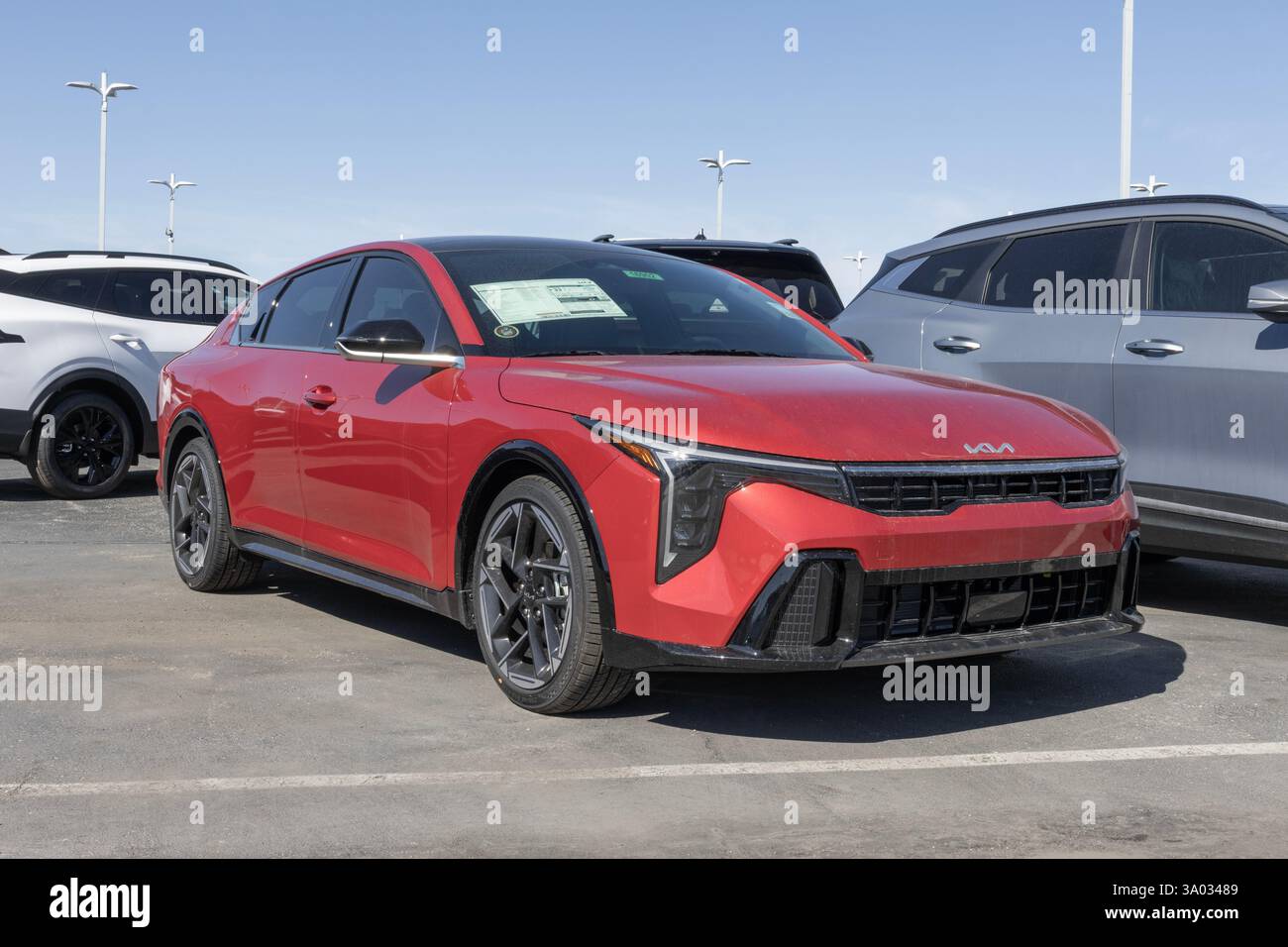 Indianapolis - February 28, 2025: Kia K4 GT-Line display at a ...