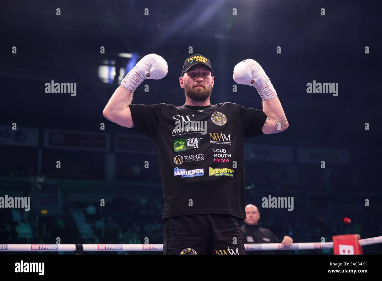 Steven Ward holds his hands up after defeating Tommy McCarthy during ...