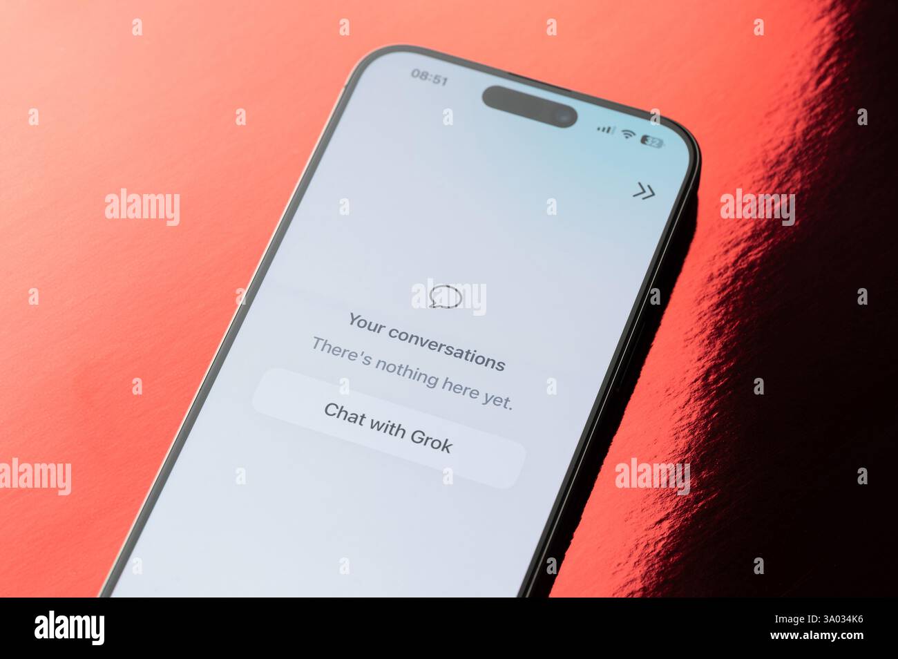 New York, USA - February 24, 2025: Start chat with Grok on smartphone ...