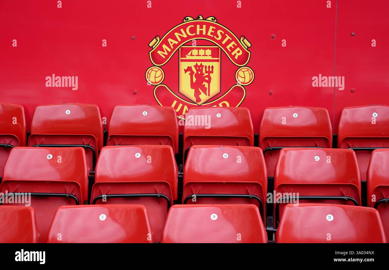 View of Manchester United badge in the stands before the Emirates FA ...