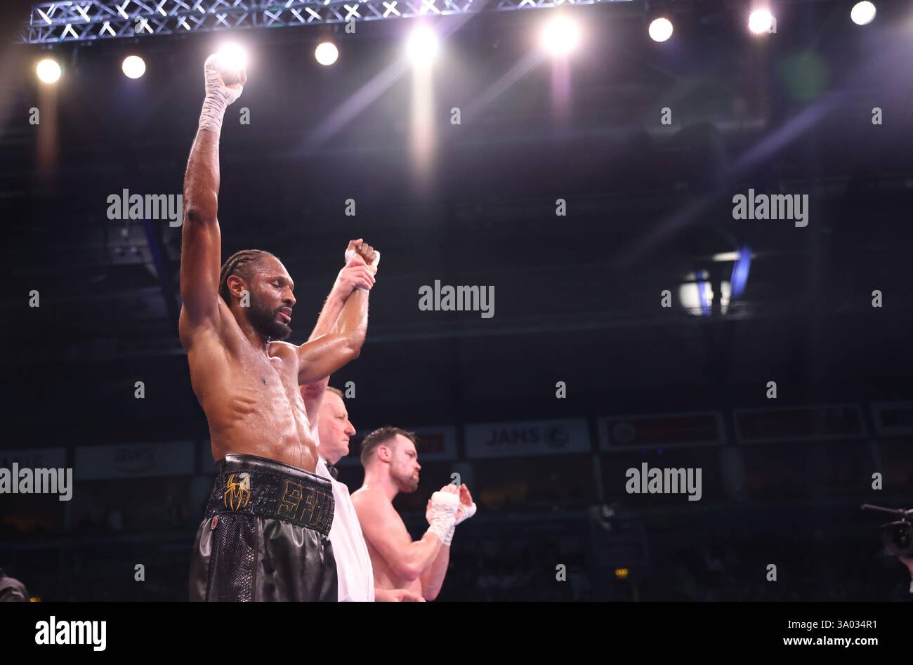 Craig Richards celebrates after stopping Padraig McCrory during their ...
