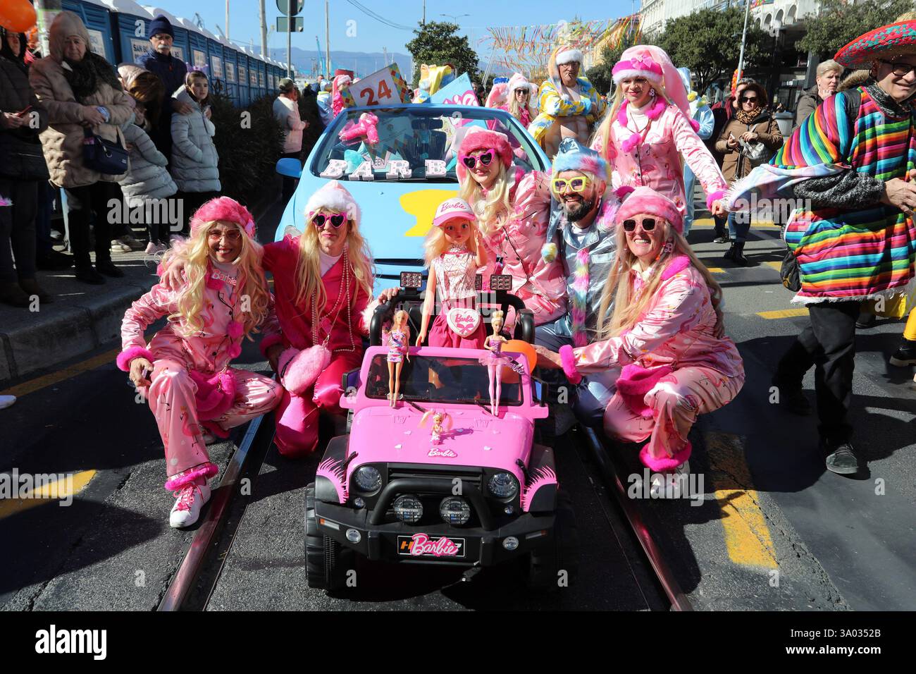 Rijeka, Croatia. 02nd Mar, 2025. Masks at the international parade of Rijeka Carnival 2025, in ...