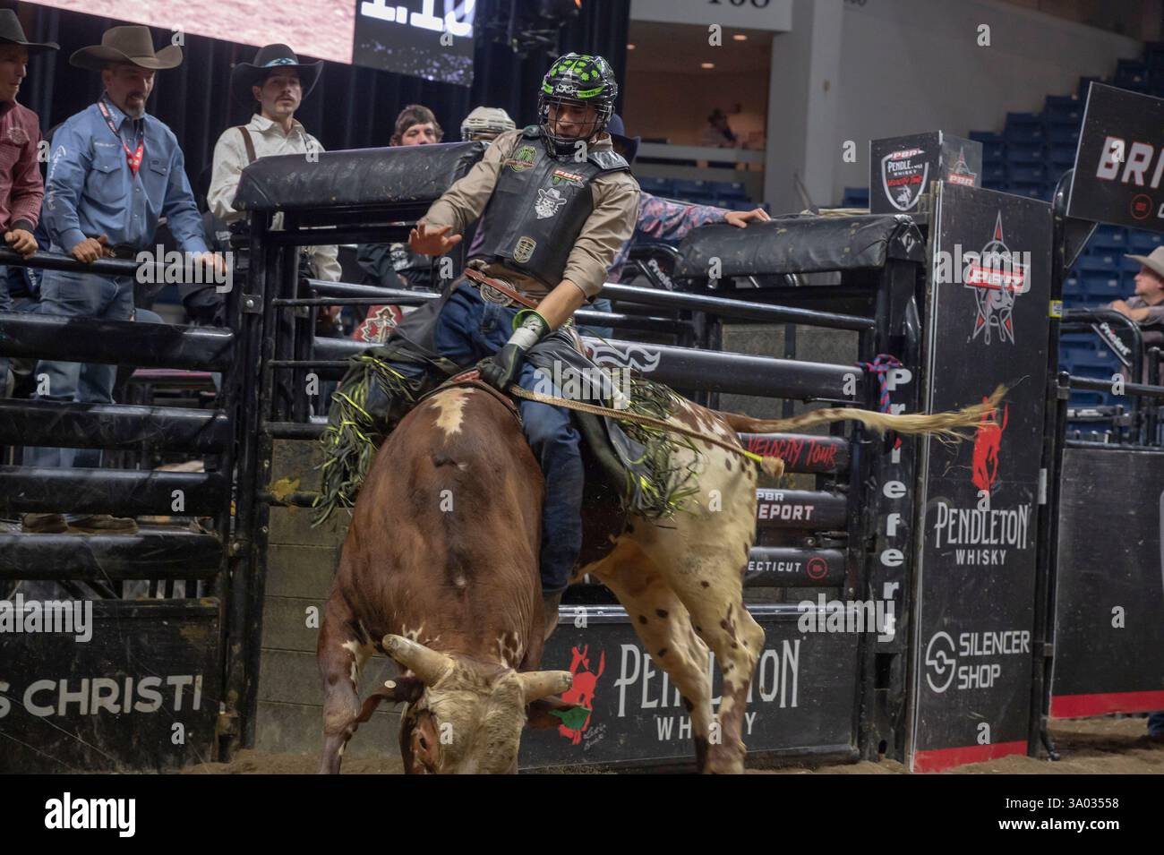 Ramon De Lima rides Wildfire during the Professional Bull Riders (PBR ...