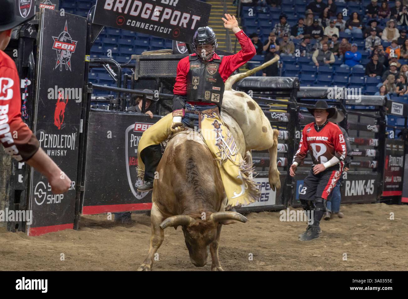 Grayson Cole rides Bullwinkle during the Professional Bull Riders (PBR ...