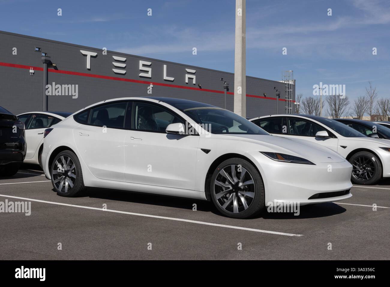 Indianapolis - February 28, 2025: Tesla Model 3 display at a dealership ...