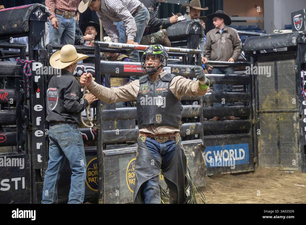 Bridgeport, United States. 01st Mar, 2025. Ramon De Lima rides Cojo ...