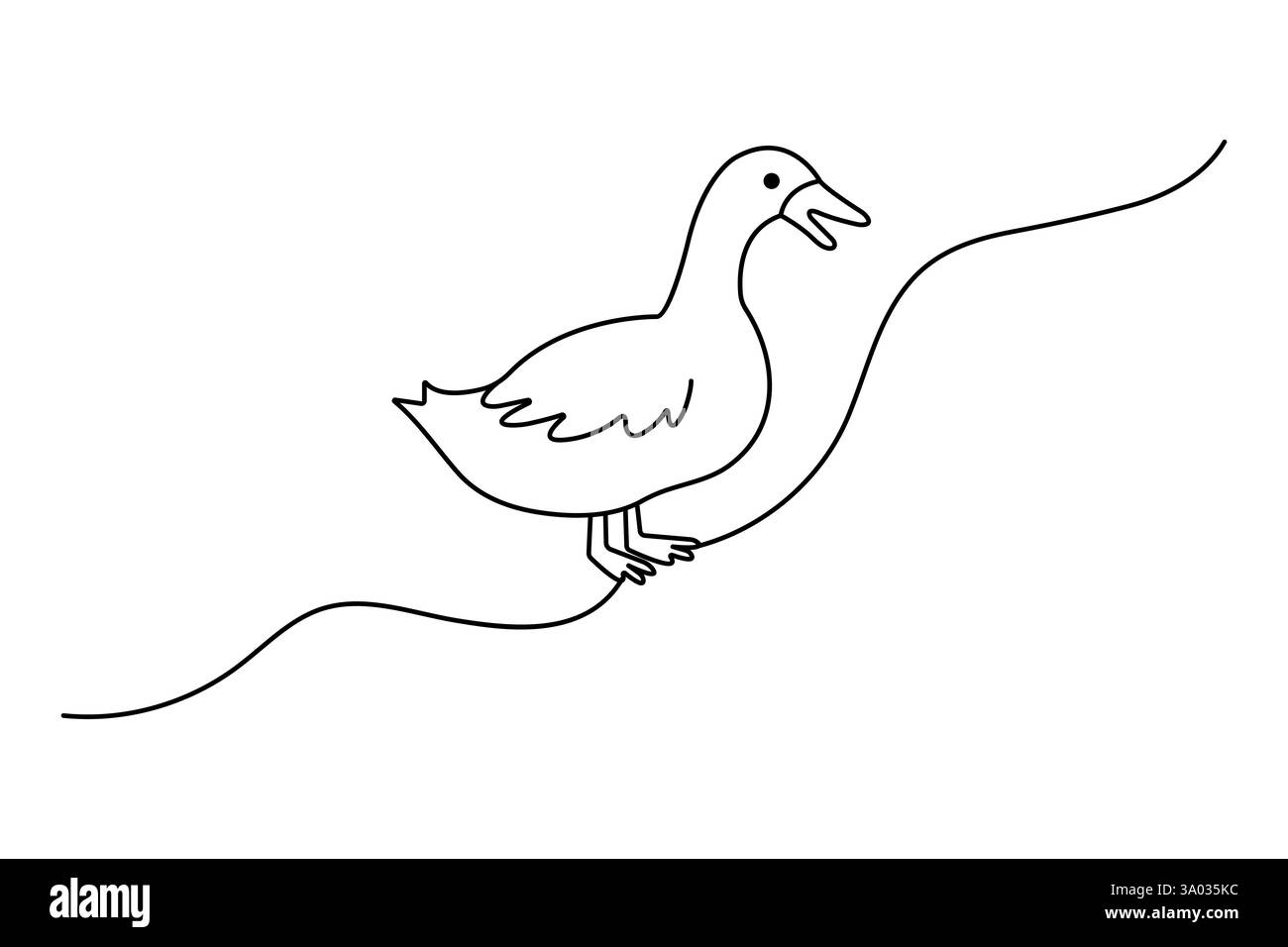 Duck continuous one line drawing with outline vector illustration Stock ...