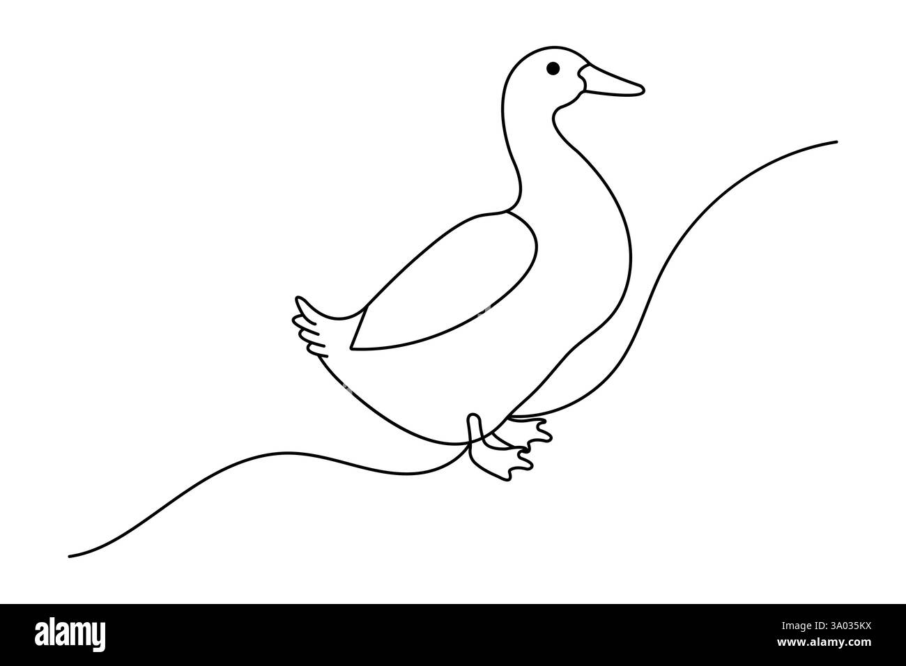 Duck continuous one line drawing with outline vector illustration Stock ...
