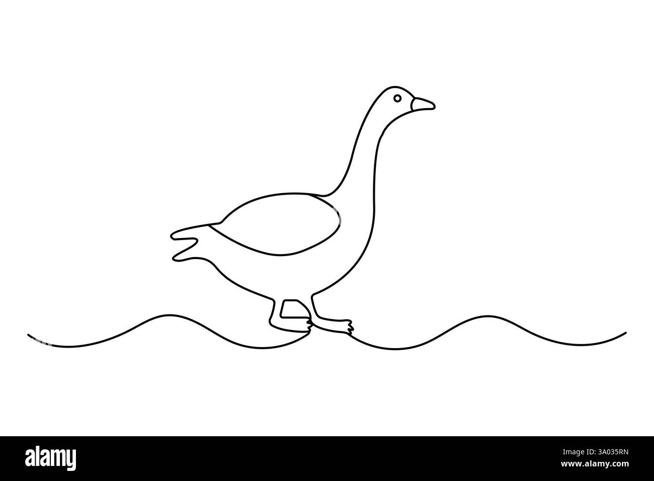 Duck continuous one line drawing with outline vector illustration Stock ...