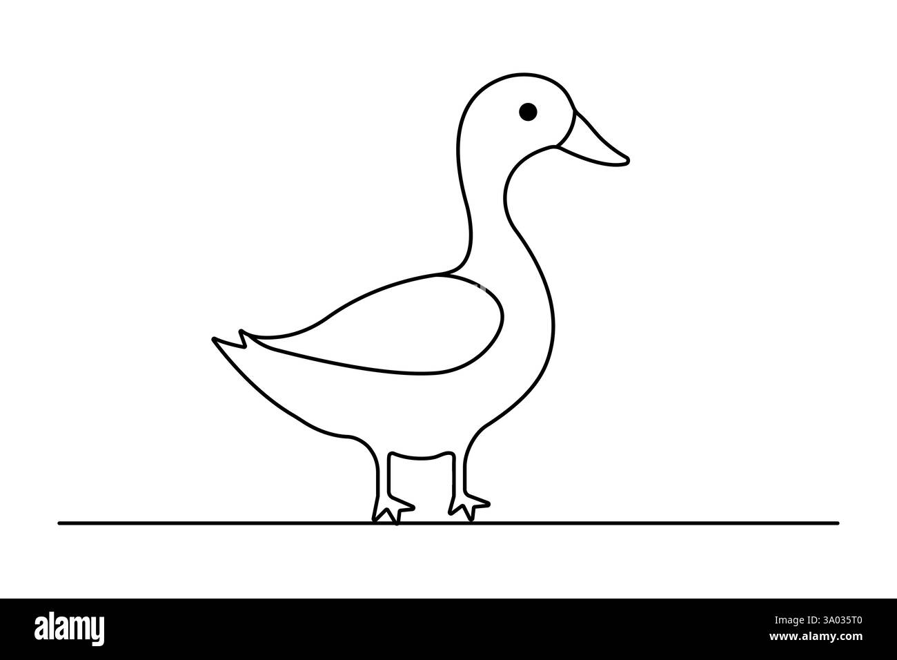 Duck continuous one line drawing with outline vector illustration Stock ...