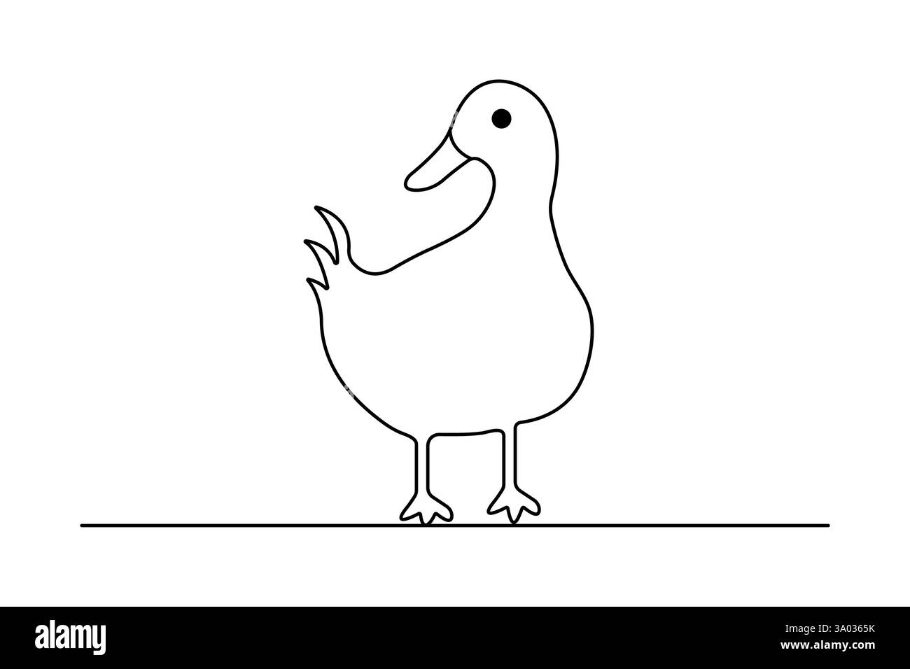 Duck continuous one line drawing with outline vector illustration Stock ...