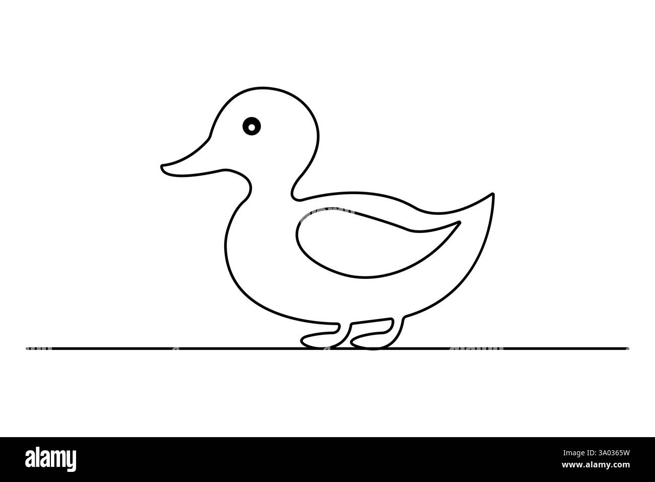 Duck continuous one line drawing with outline vector illustration Stock ...