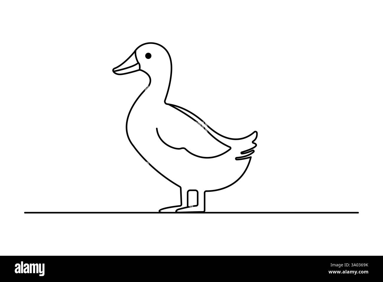 Duck continuous one line drawing with outline vector illustration Stock ...