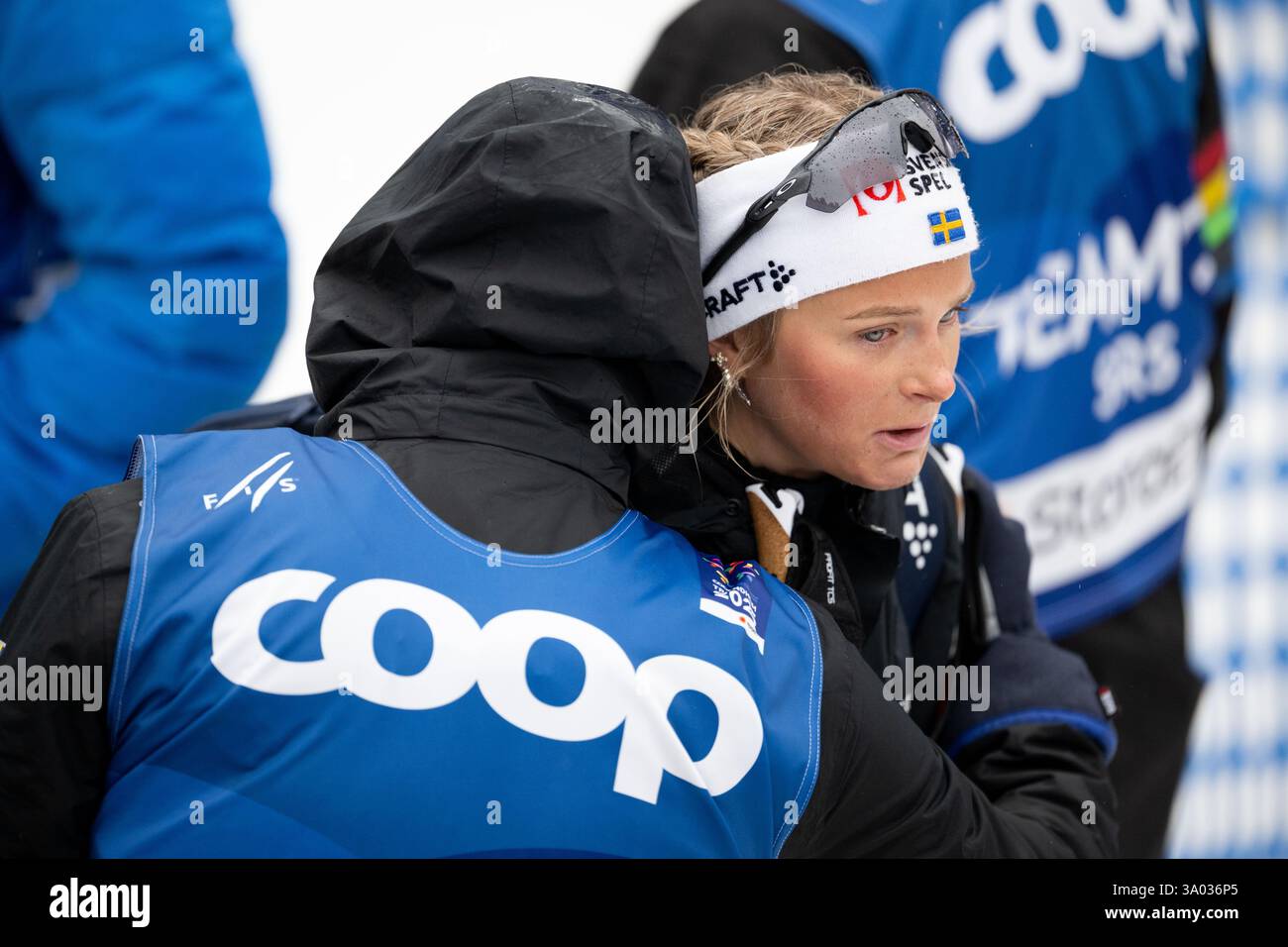 250302 Frida Karlsson of Sweden looks dejected after the women's 20 km ...