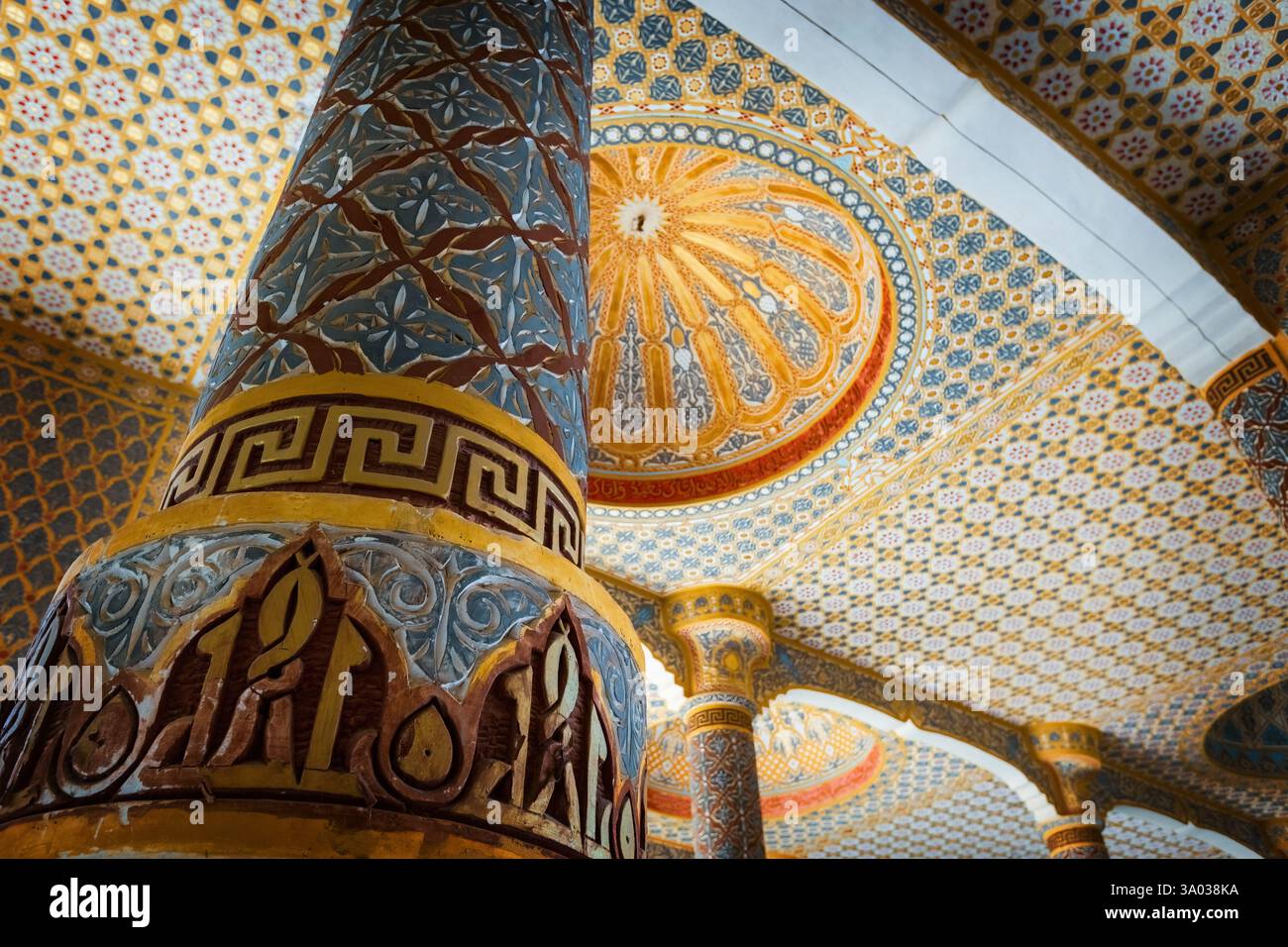 Internal yard with pillars and beautiful mosaic in the Touba Mosque ...