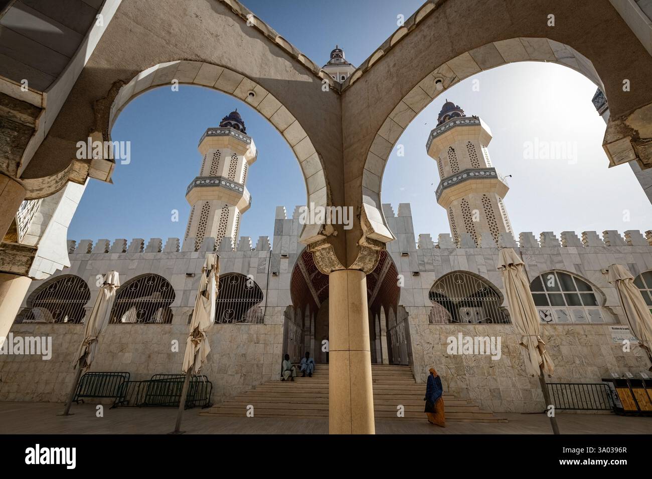 Arches and Minaret of the Touba Mosque the holy place for Senegali ...