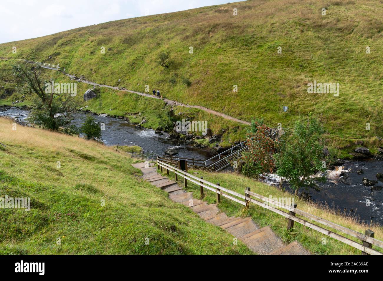 Scene on the Ingleton waterfalls trail in the Yorkshire Dales, England ...