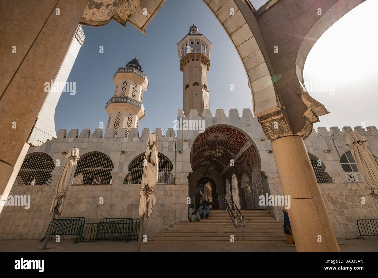 Arches and Minaret of the Touba Mosque the holy place for Senegali ...