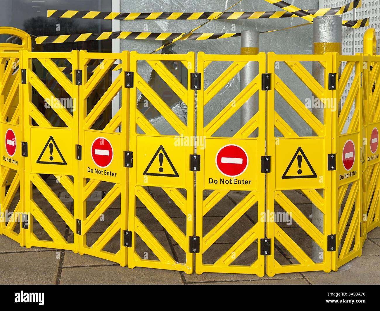 Do not enter barrier around work area in public area Stock Photo - Alamy
