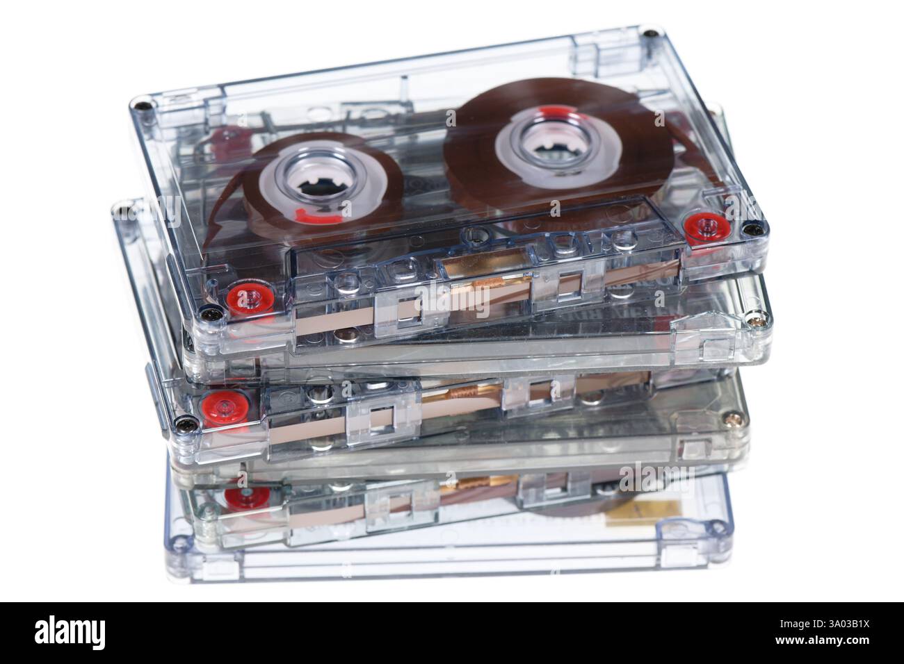 Retro audio cassettes isolated on white background, 80's music concept ...