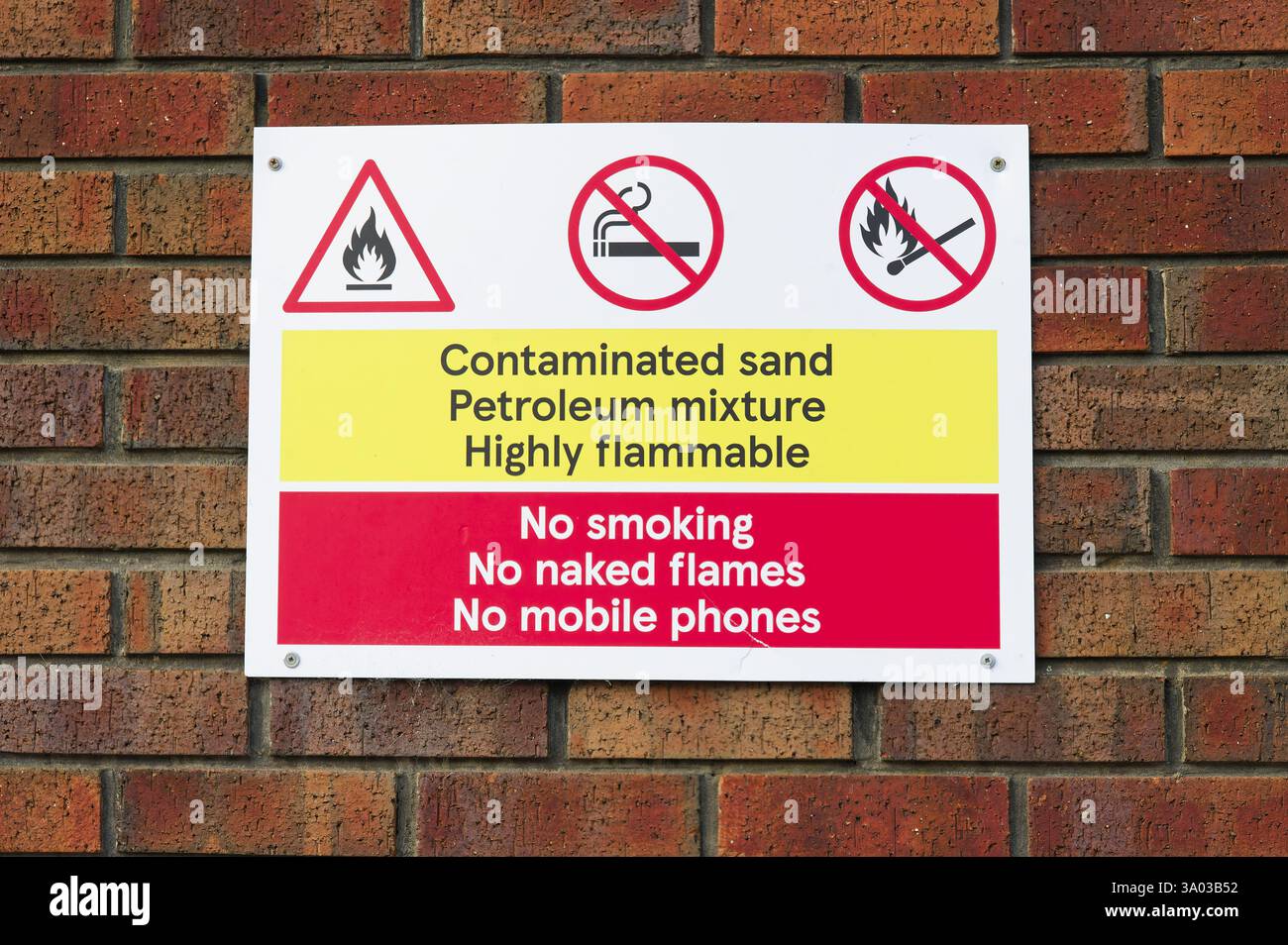 Highly flammable health and safety sign on wall Stock Photo - Alamy