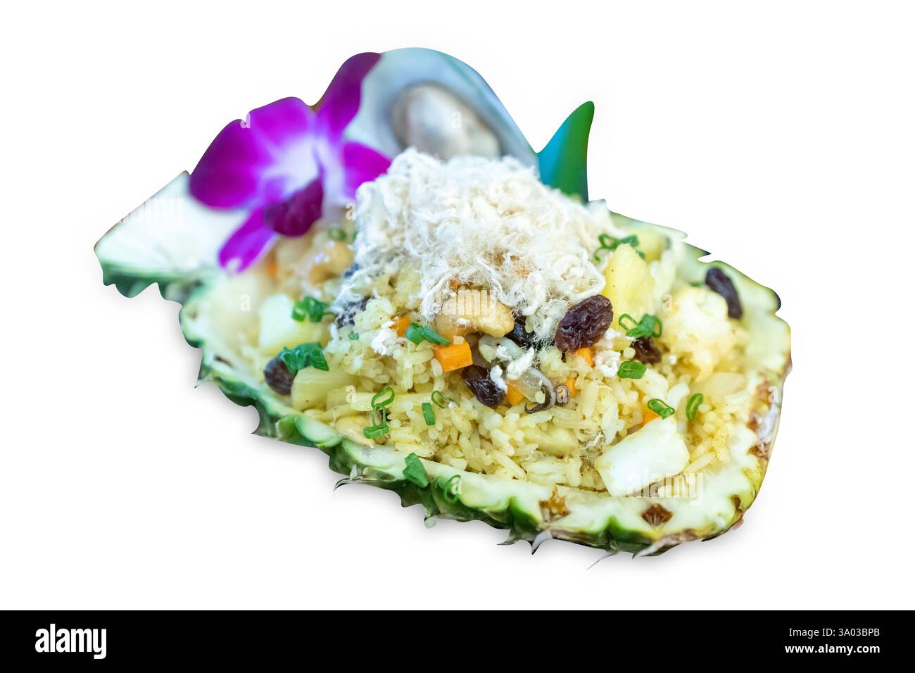 Die cut of Fried rice with Pineapple on white isolated Stock Photo - Alamy