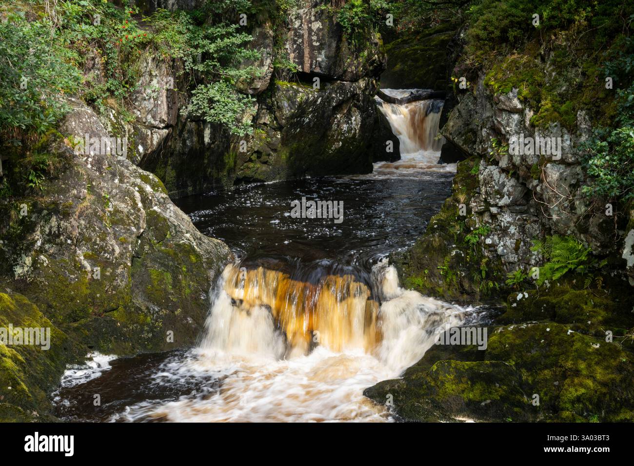 Scene on the Ingleton waterfalls trail in the Yorkshire Dales, England ...