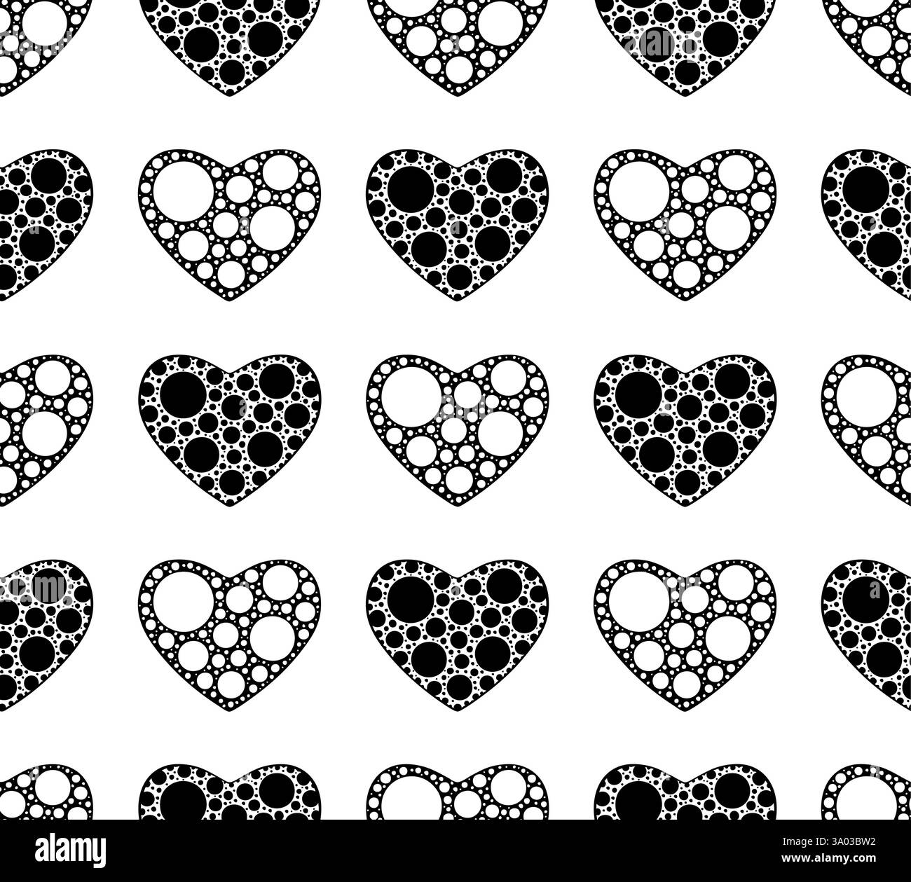 Seamless illustration of dotted hearts isolated on white background ...